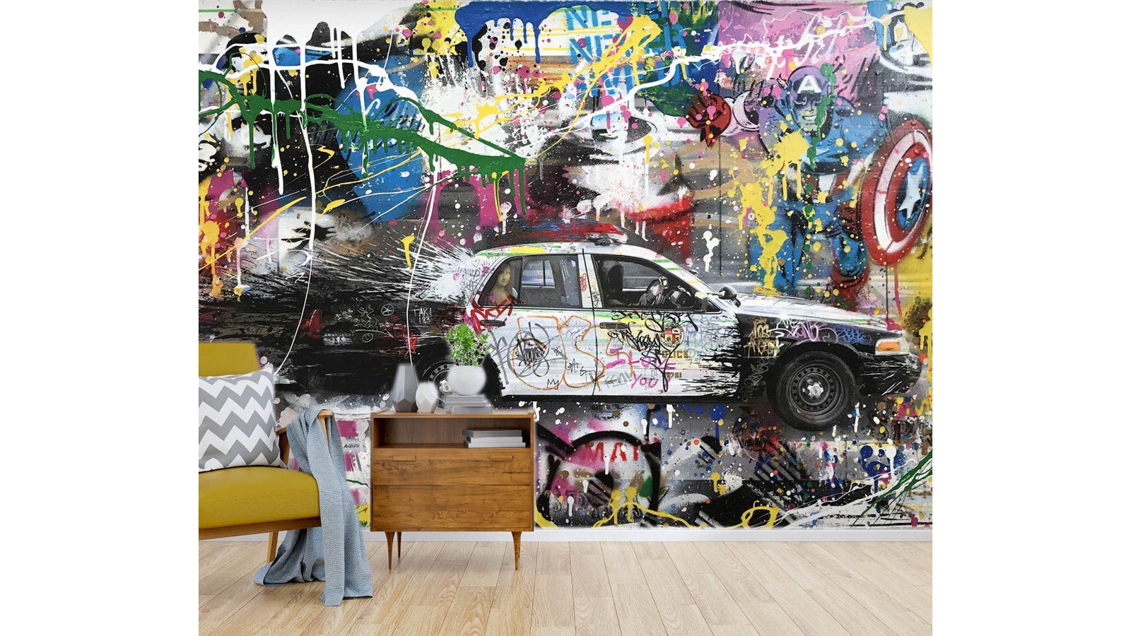 Car Graffiti 15 - Peel and Stick Removable Vinyl Wallpaper Mural ...