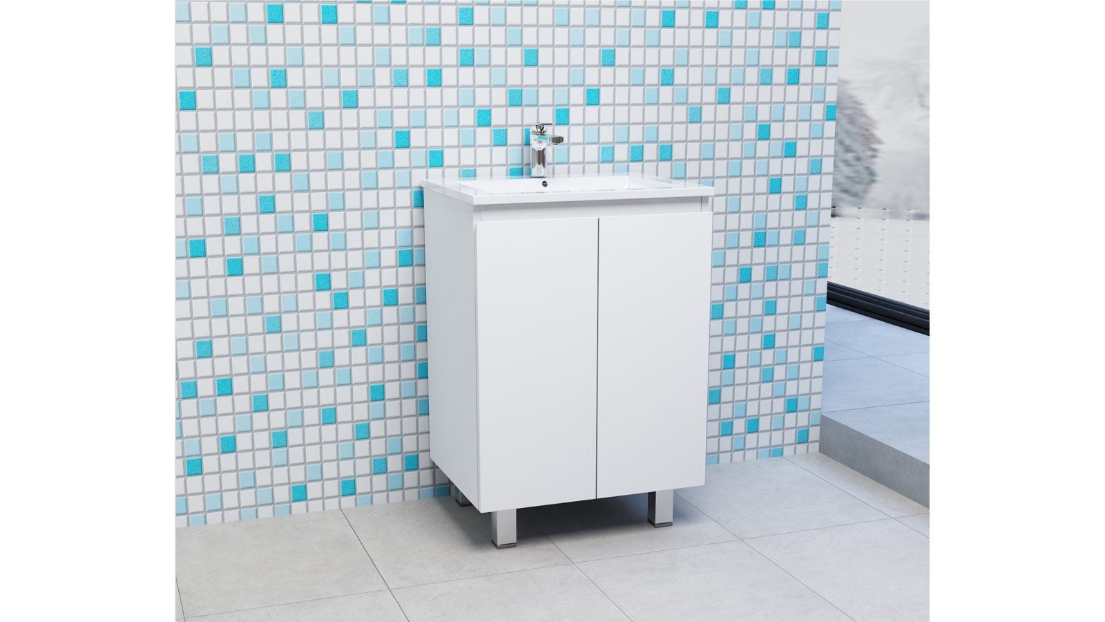 Cartia Ella Ensuite 600mm Waterproof Finger Pull Vanity | Harvey Norman