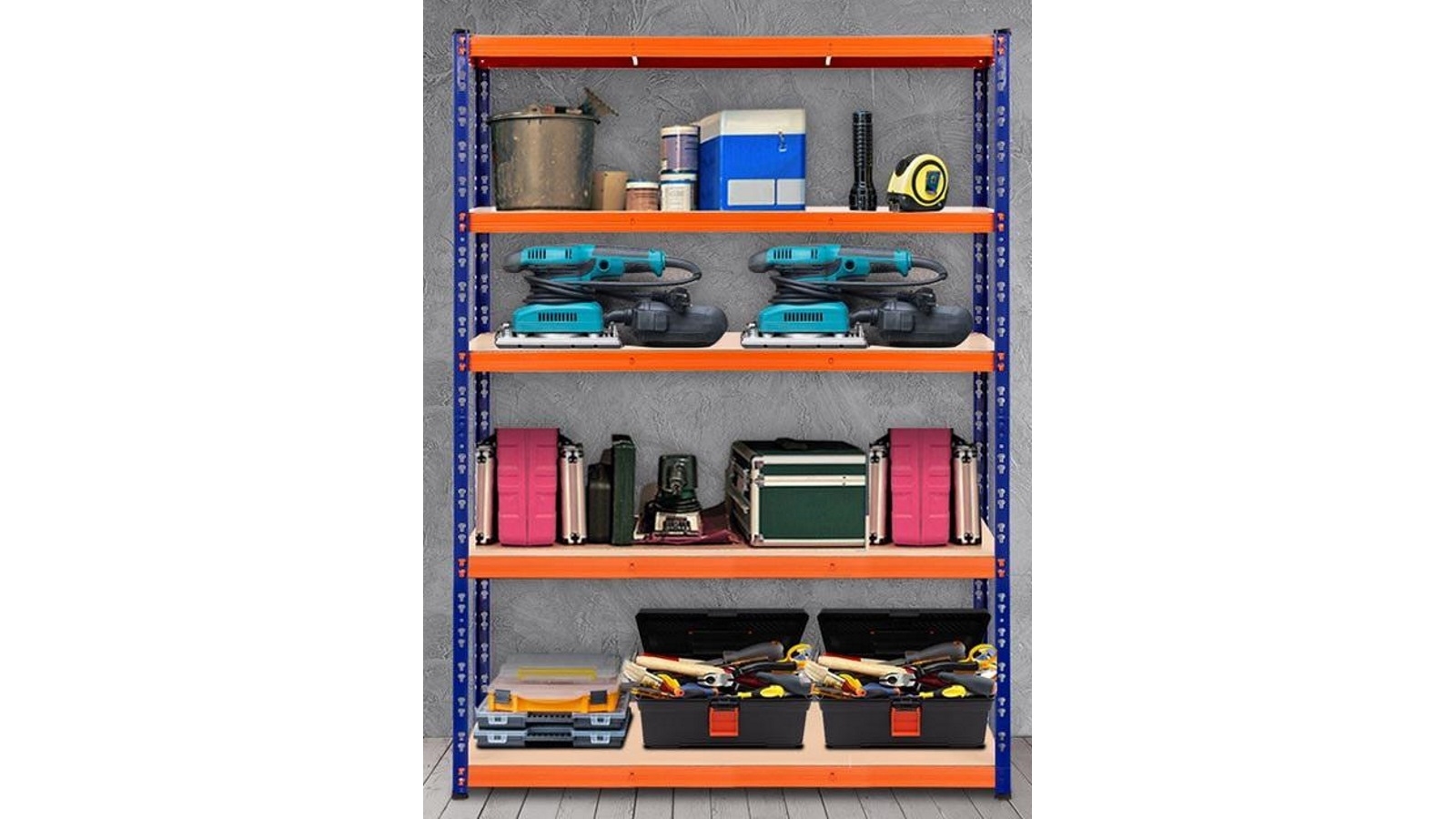Giantz 2.4mx1.8m Garage Shelving Rack - Orange/Blue | Harvey Norman
