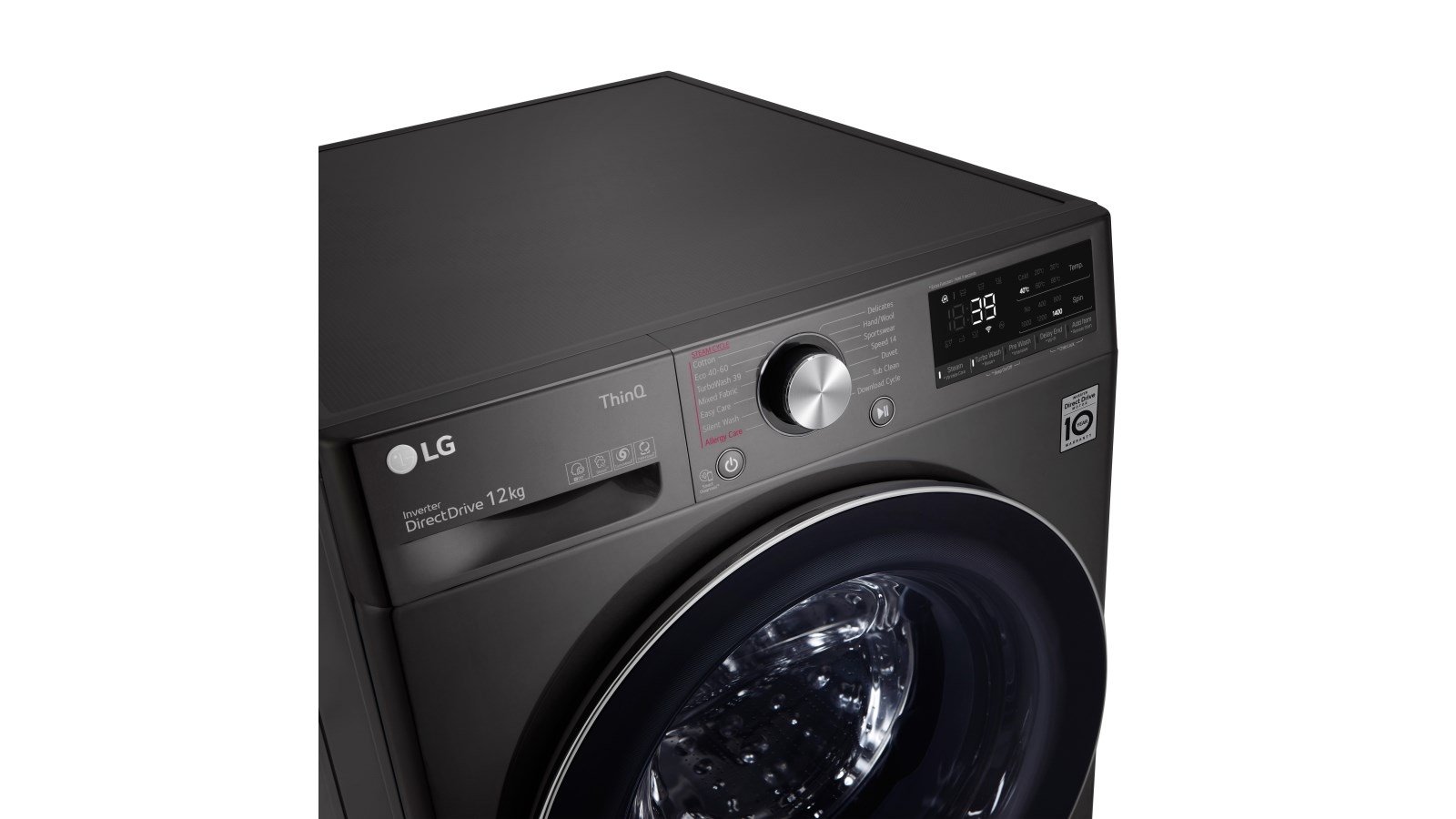 LG Series 9 12kg Front Load Washing Machine - Black Steel | Harvey Norman