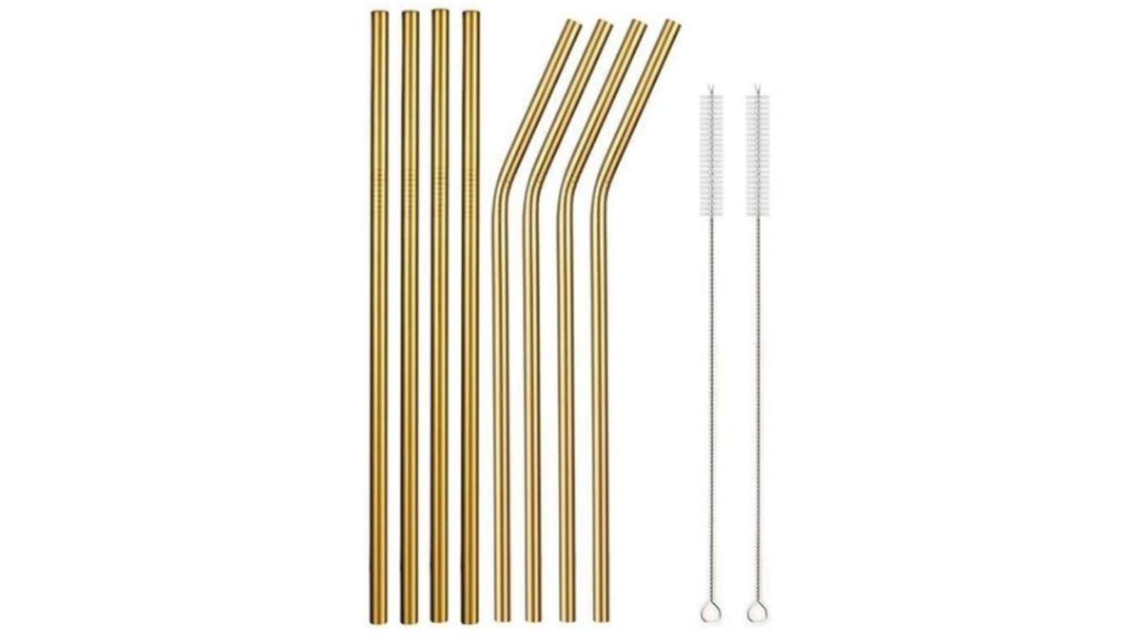 HOD 10 Piece Rainbow Stainless Steel Reusable Straw - Gold | Harvey Norman