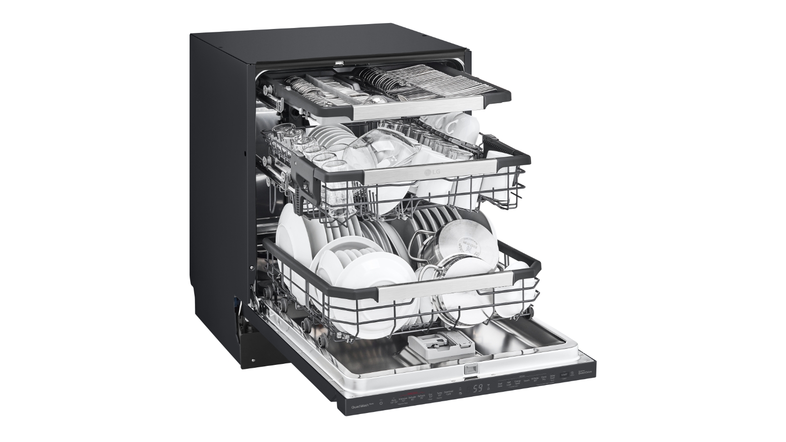 LG 15 Place QuadWash Dishwasher with Auto Open Door in Matte Black ...