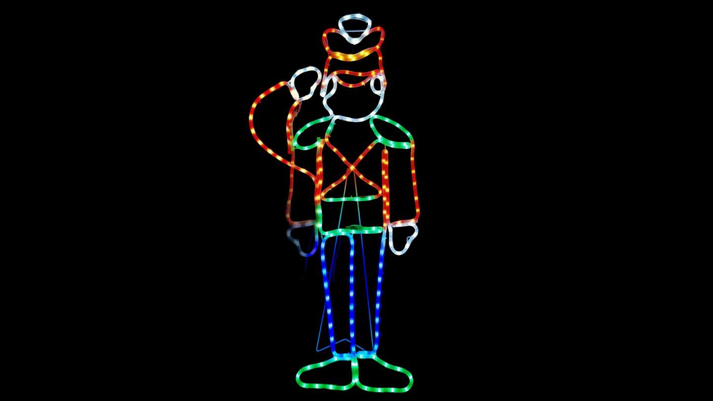 Lights Fiesta Outdoor Christmas LED Display Animated Arm Nutcracker ...
