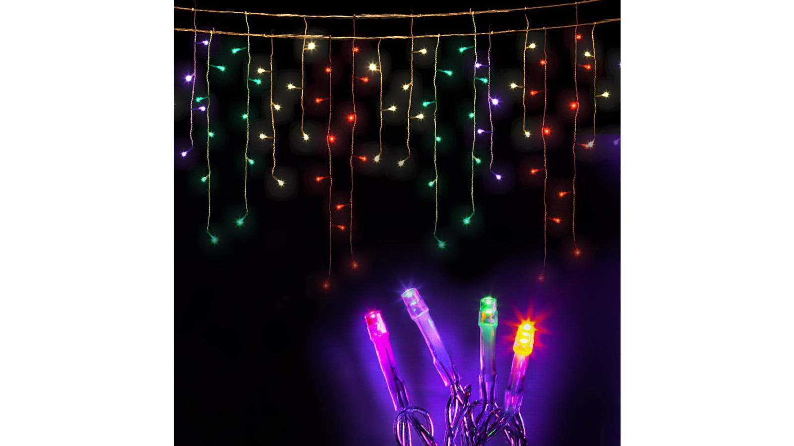 Jingle Jollys Solar Christmas Lights Icicle String Light Multi Colour ...