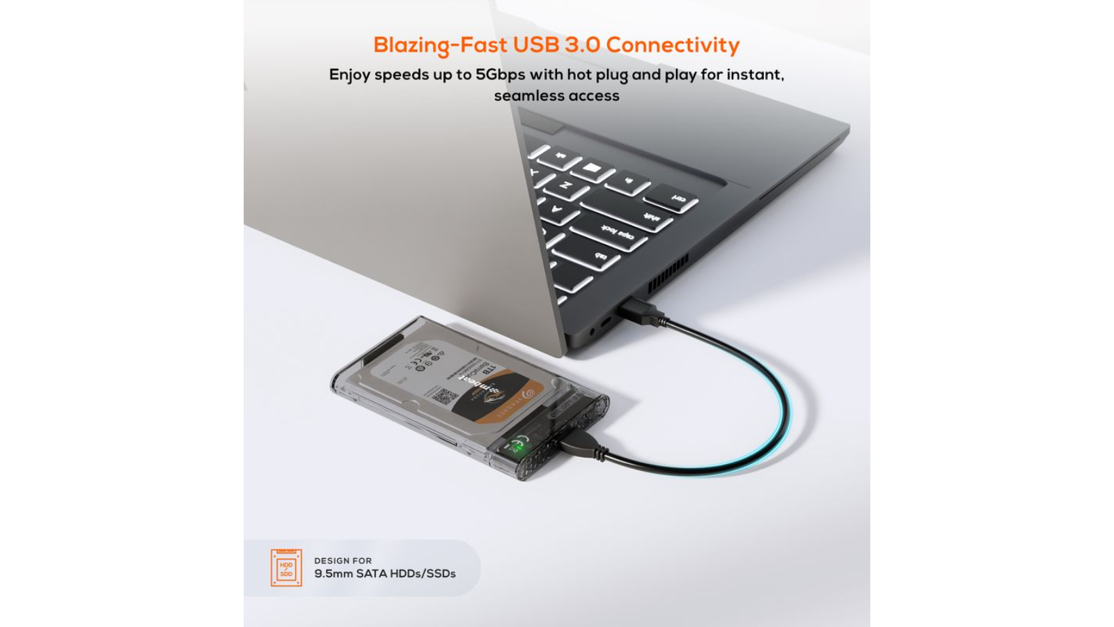 MBeat A1 3.0 2.5inch SATA HDD Enclosure See-Through Tool Free USB ...