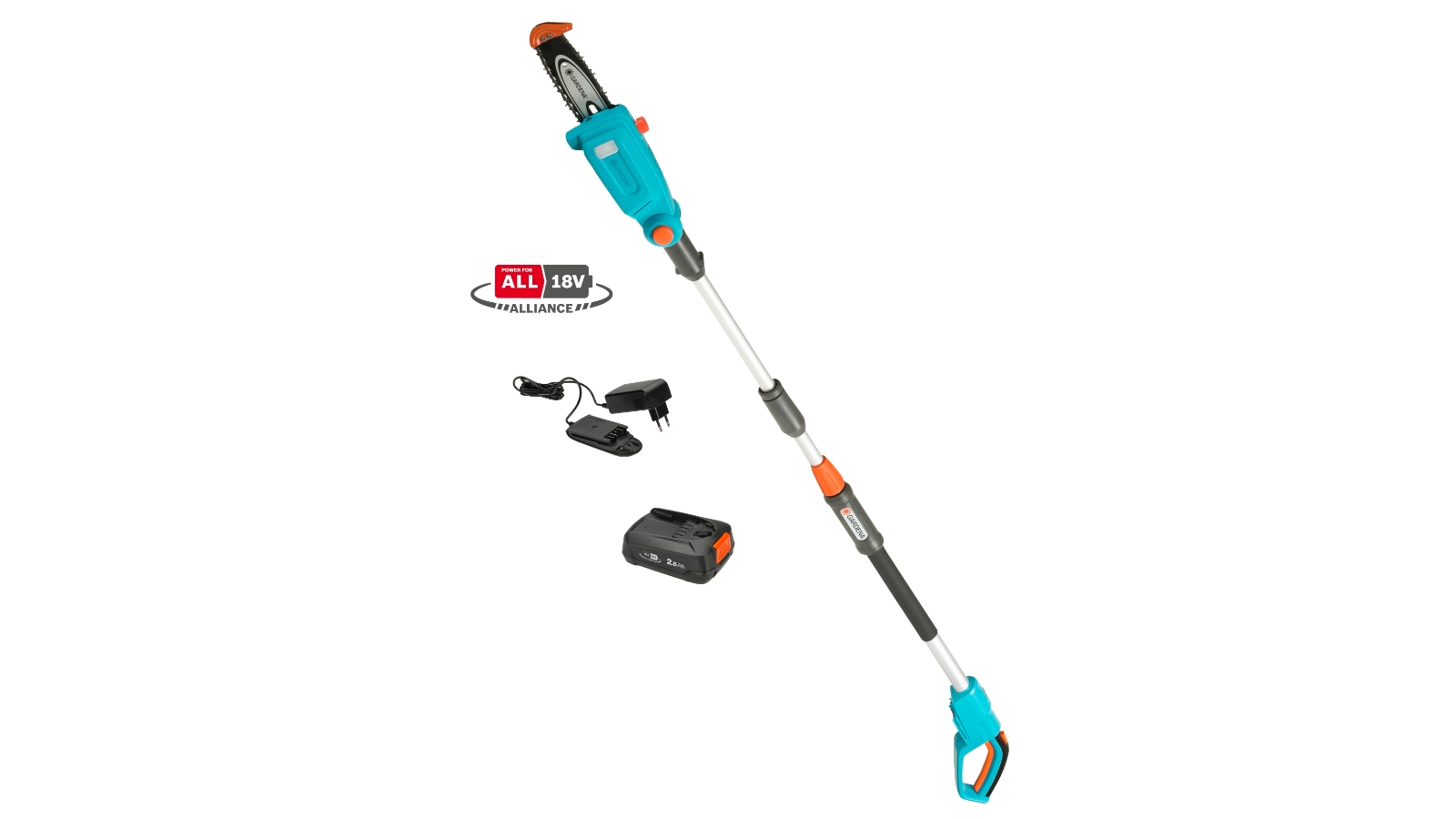 Gardena Telescopic Pruner TCS 20/18V P4A with 2.5Ah Battery and Charger ...