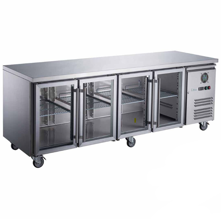 Thermaster Commercial 4-Door Glass Bench Fridge | Harvey Norman