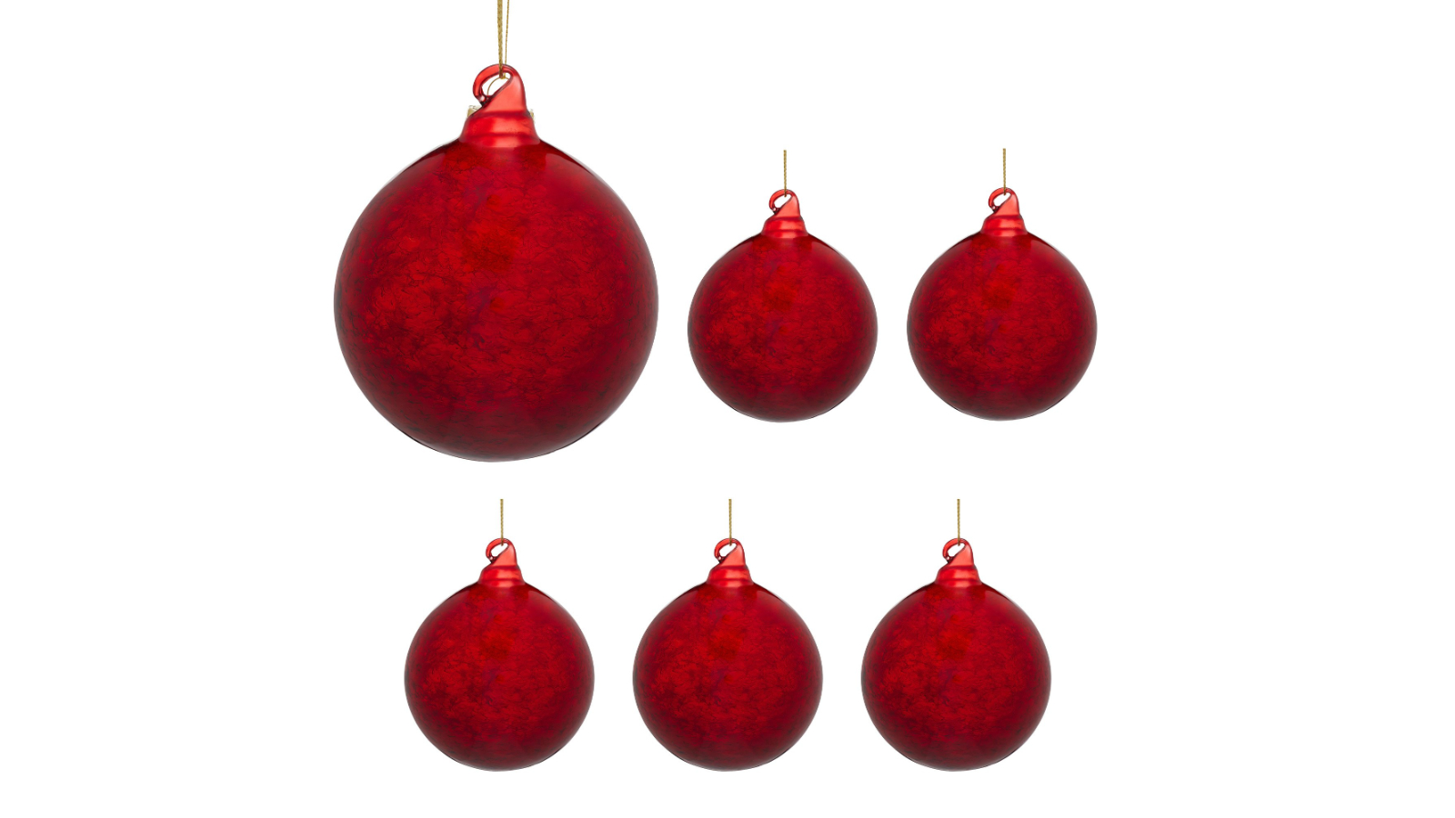 Christabelle 6 Piece Faint Crackle Glass Baubles Christmas Ornament ...