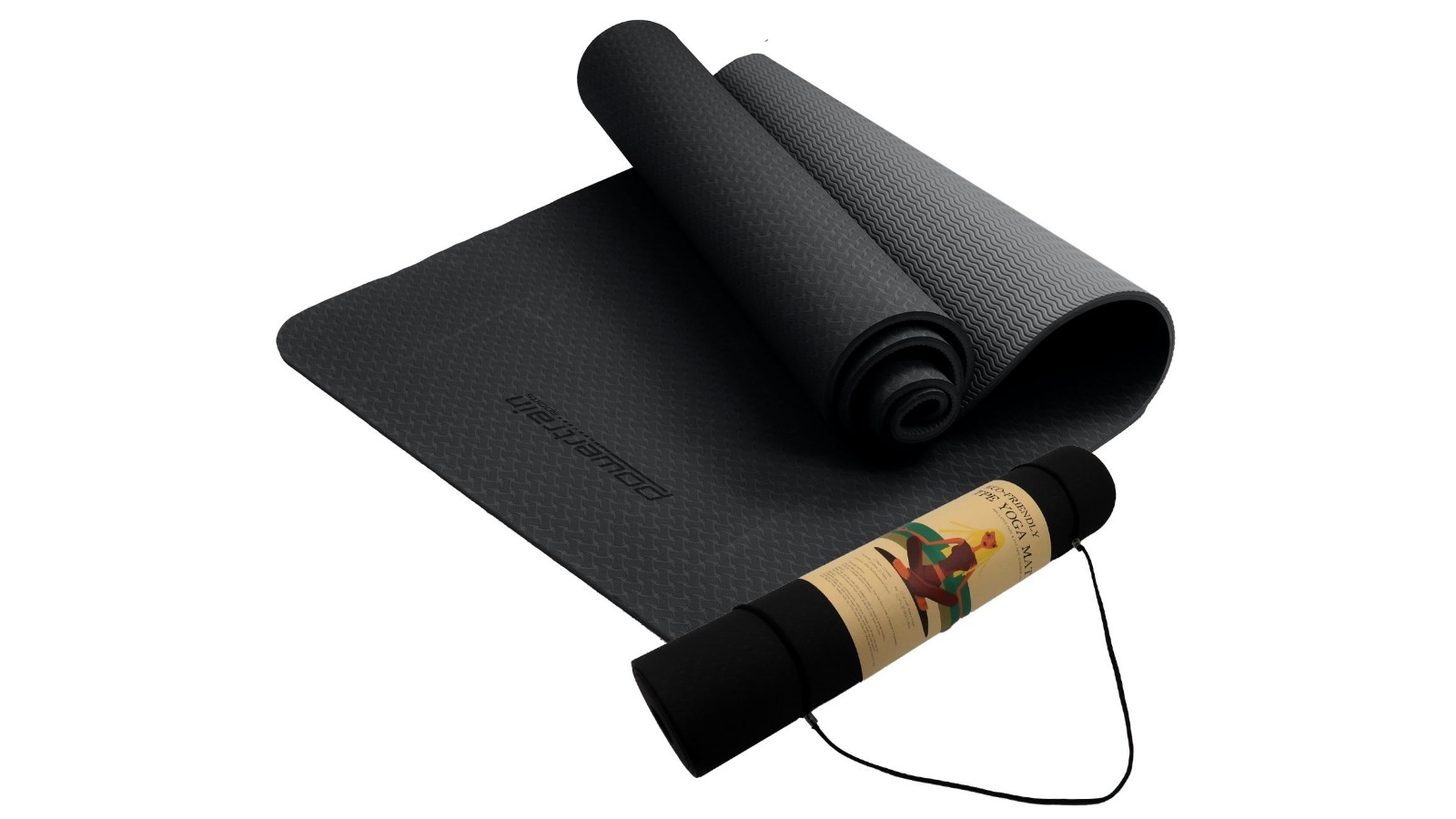 PowerTrain 6mm Yoga Exercise Pilates Mat - Black | Harvey Norman