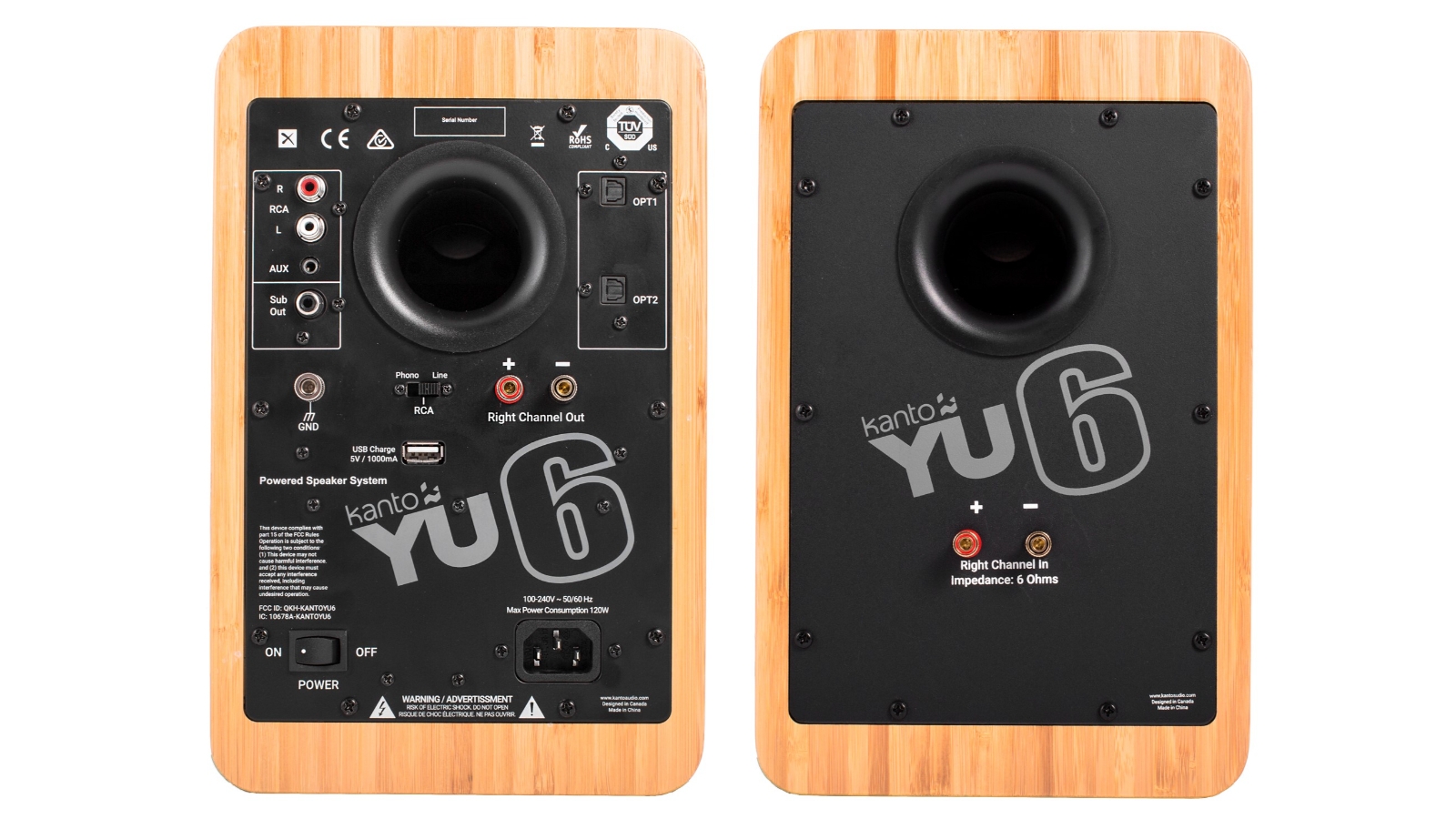 Kanto YU6 200W Powered Bookshelf Speakers - Bamboo | Harvey Norman