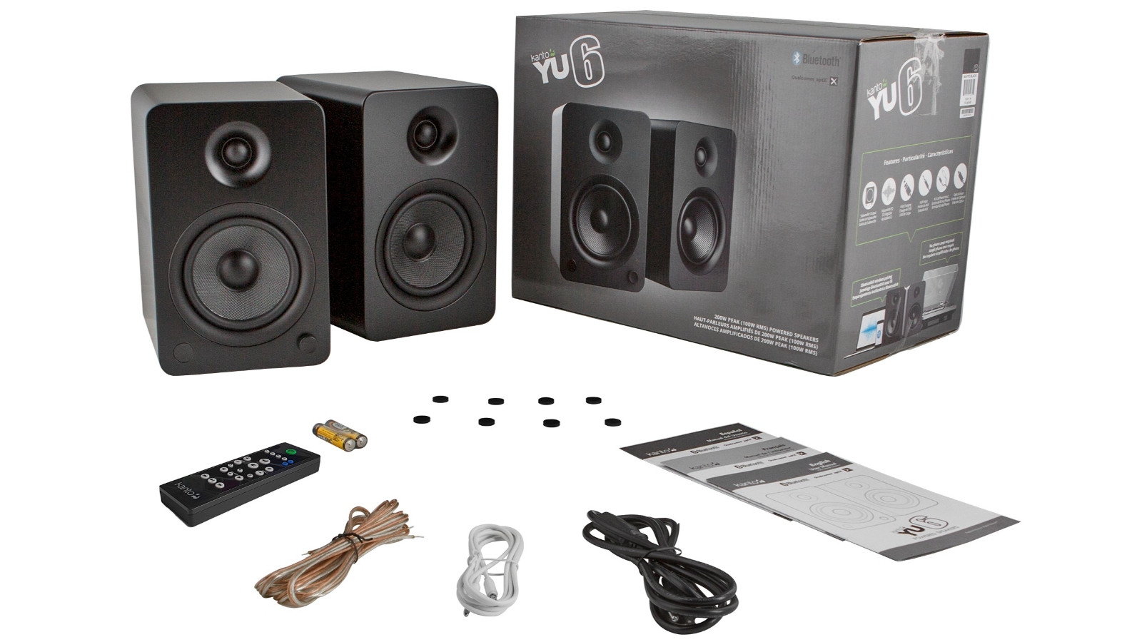 Kanto YU6 200W Powered Bookshelf Speakers - Matte Black | Harvey Norman