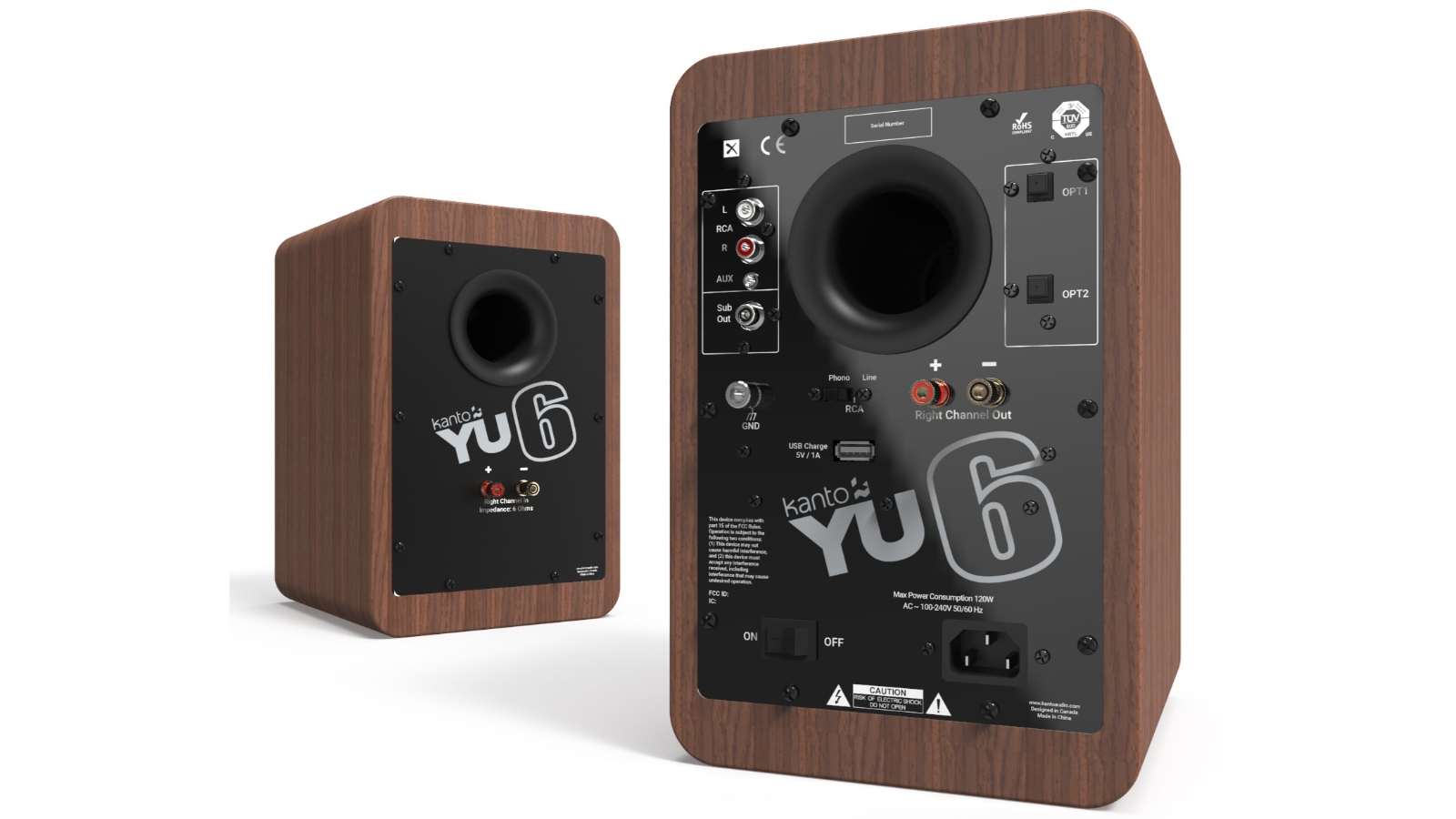 Kanto YU6 200W Powered Bookshelf Speakers - Walnut | Harvey Norman