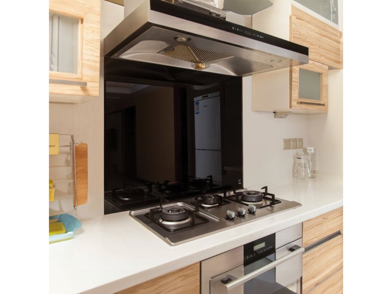 Serrano Toughened Black Glass Kitchen Splashback - 90cm x 75cm | Harvey ...