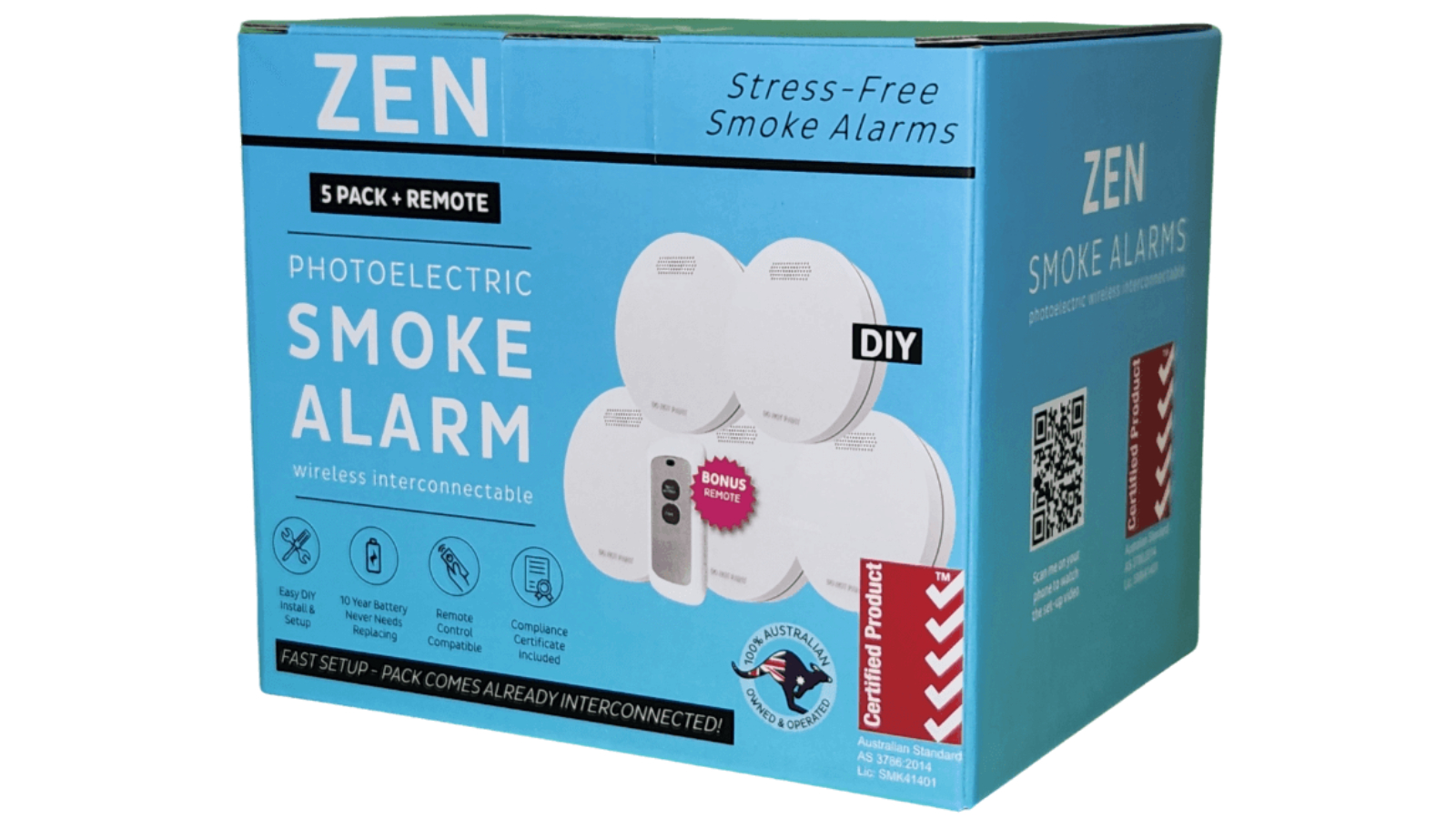 ZEN Smoke Alarm - Pack of 5 | Harvey Norman