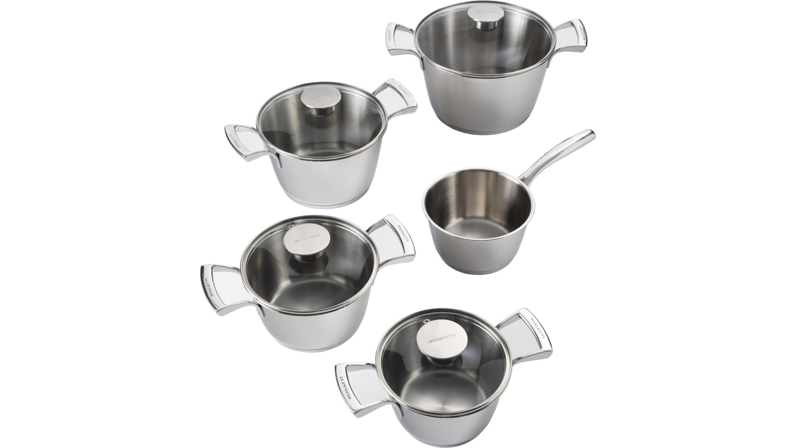 Bugatti 9-Piece Cookware Set with Glass Lids - Stainless Steel | Harvey ...