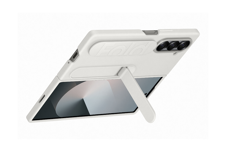 Samsung Galaxy Z Fold6 Silicone Stand Case with Grip - White | Harvey ...