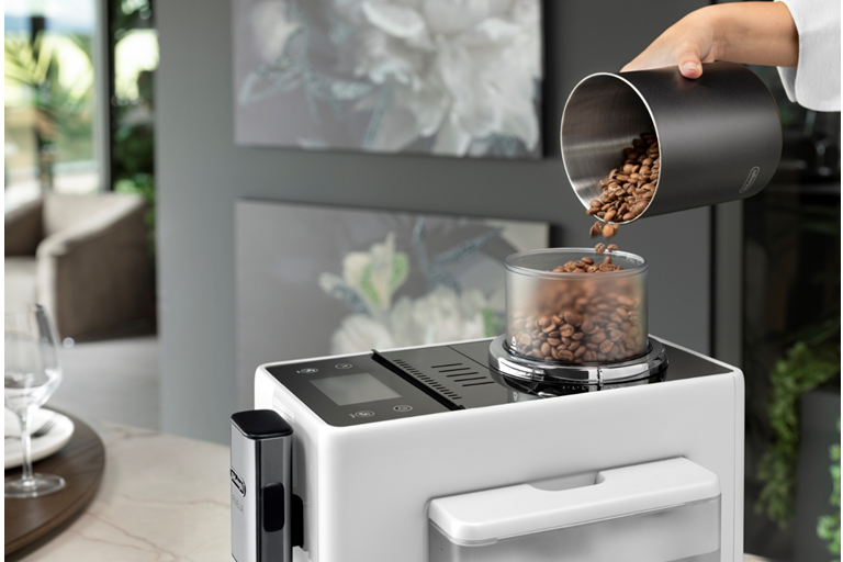 DeLonghi Rivelia Automatic Coffee Machine - White | Harvey Norman