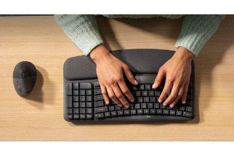 Logitech Wave Keys Wireless Ergonomic Keyboard - Graphite | Harvey Norman
