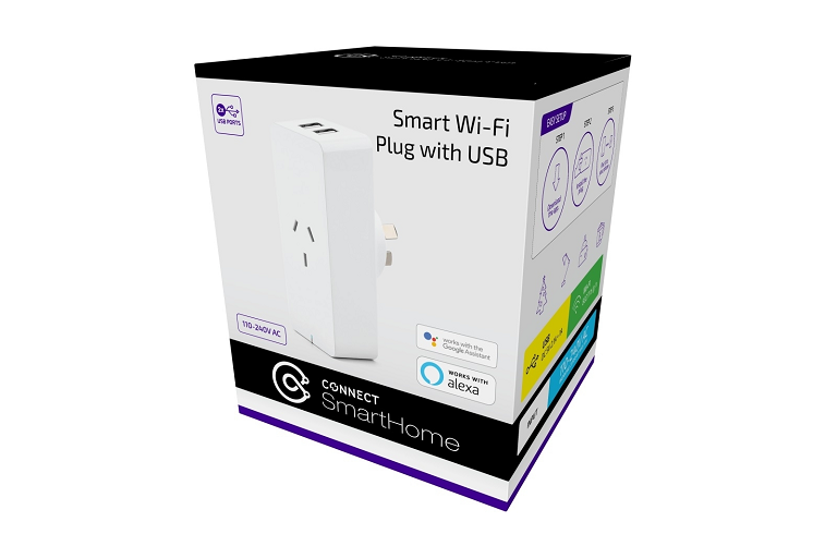 Connect Smart WiFi Plug with Dual USB Charging Port | Harvey Norman