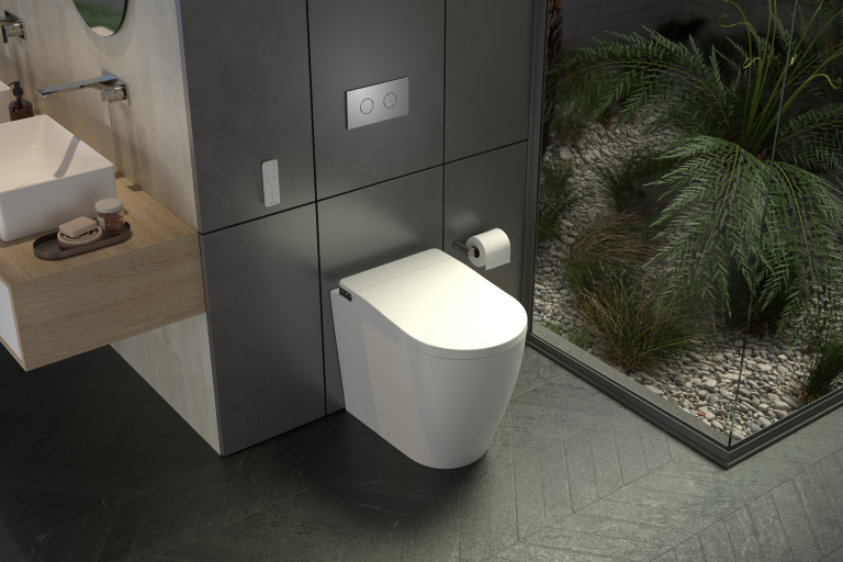 Caroma Urbane II Cleanflush Invisi Wall-Faced Intelligent Toilet Suite ...