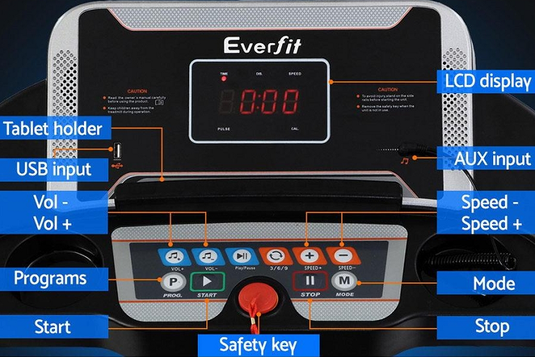 Everfit Foldable Incline Electric Treadmill 40cm - Black | Harvey Norman