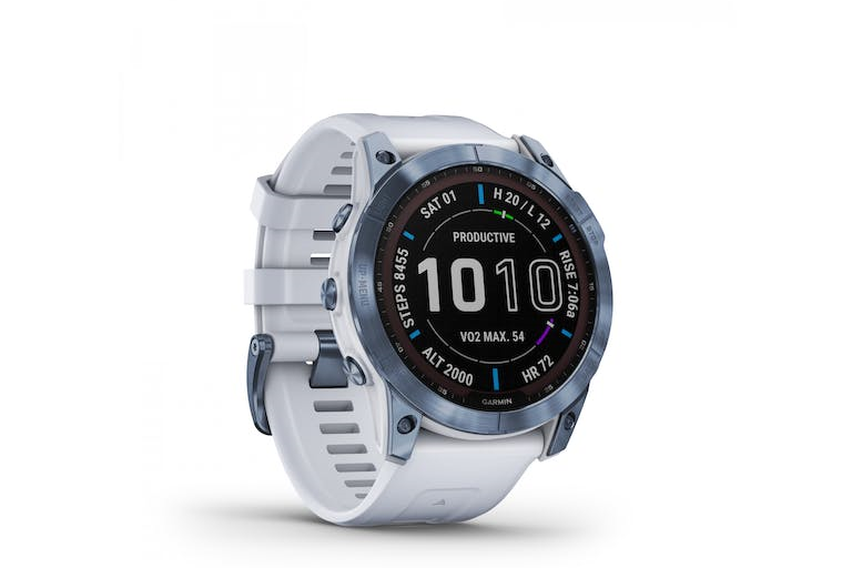 Garmin Fenix 7X Sapphire Solar Watch - Mineral Blue Titanium with ...