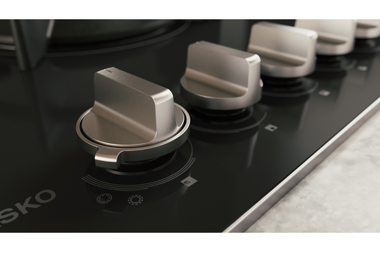 ASKO Black Glass 4 Burner Volcano Gas Cooktop - 90cm | Harvey Norman