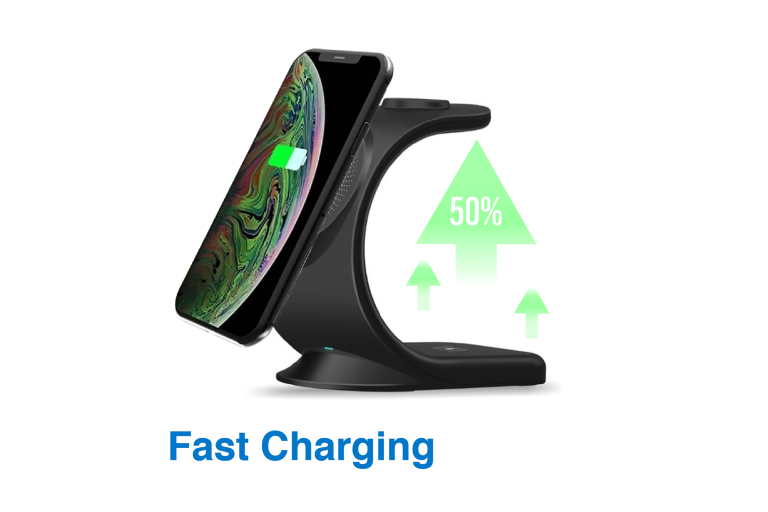 Laser ChargeCore 3-in-1 Wireless Charging Station - Black | Harvey Norman