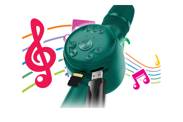 Laser Karaoke Microphone with LED Lights - Jelly Mint | Harvey Norman
