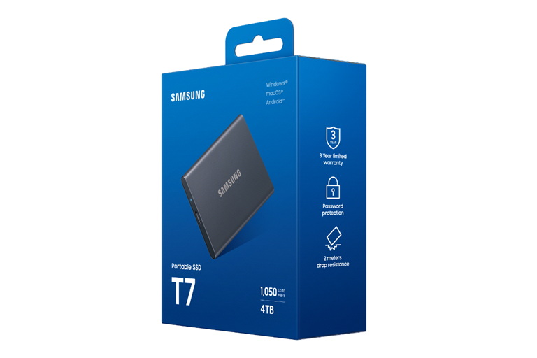 Samsung T7 USB 3.2 4TB Portable SSD - Titan Grey | Harvey Norman