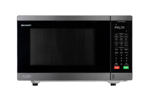 Sharp 32L Inverter Flatbed Microwave - Black Stainless | Harvey Norman