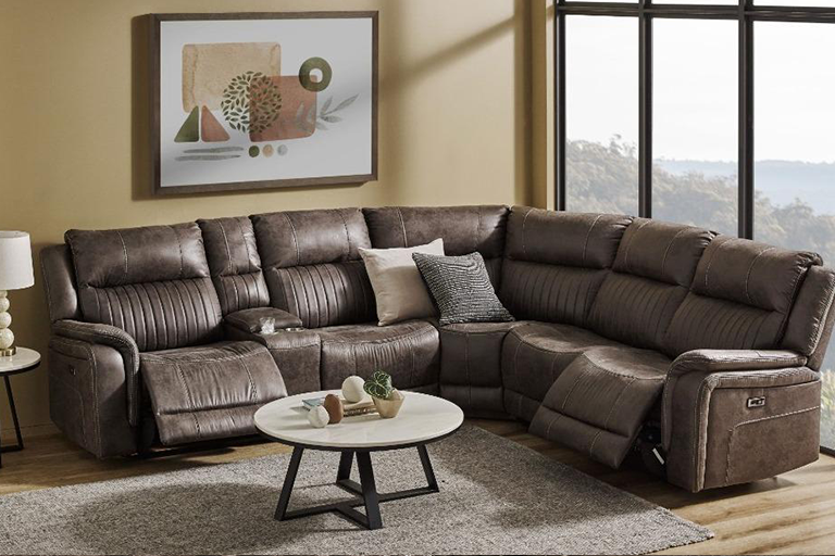 Rigel 5-Seater Powered Modular Recliner Sofa with Left-Hand Facing Console | Harvey Norman