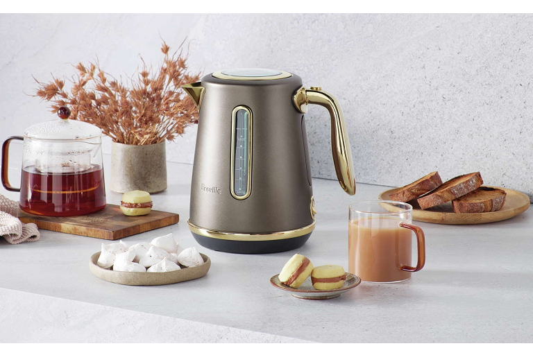 Breville Soft Top Luxe Brass 1.7L Kettle - Sea Salt | Harvey Norman